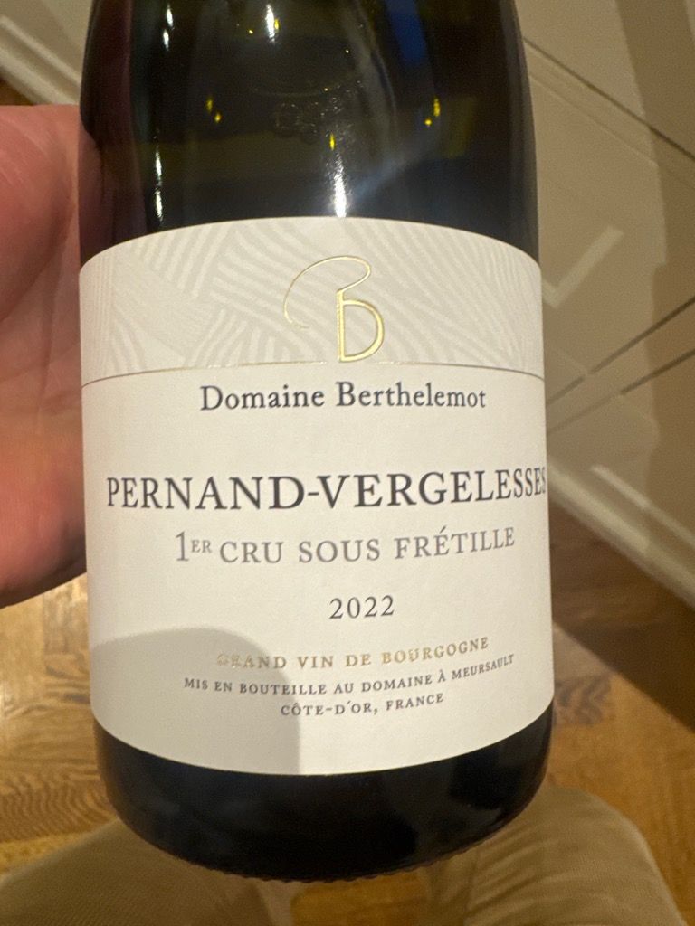 2023 Domaine Berthelemot Pernand-Vergelesses 1er Cru Sous Frétille ...