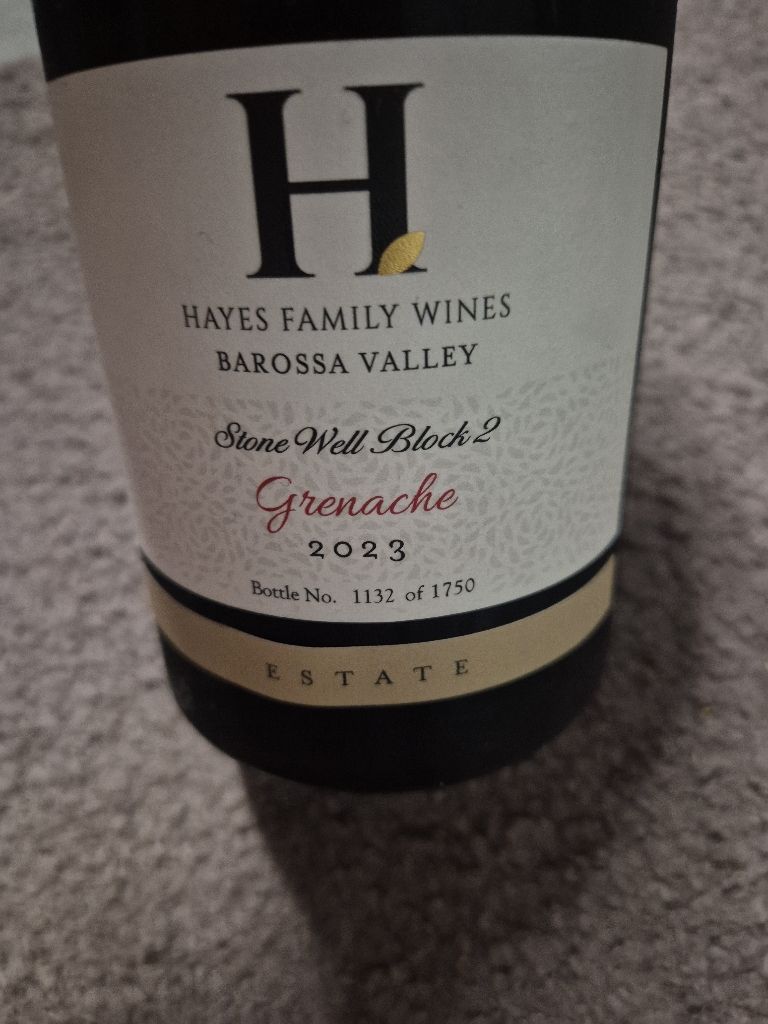 2023 Hayes Family Wines Grenache Stone Well Block 2 Estate, Australia ...