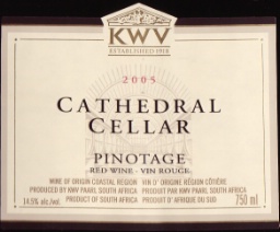 2004 KWV Pinotage Cathedral Cellar, South Africa, Coastal Region ...