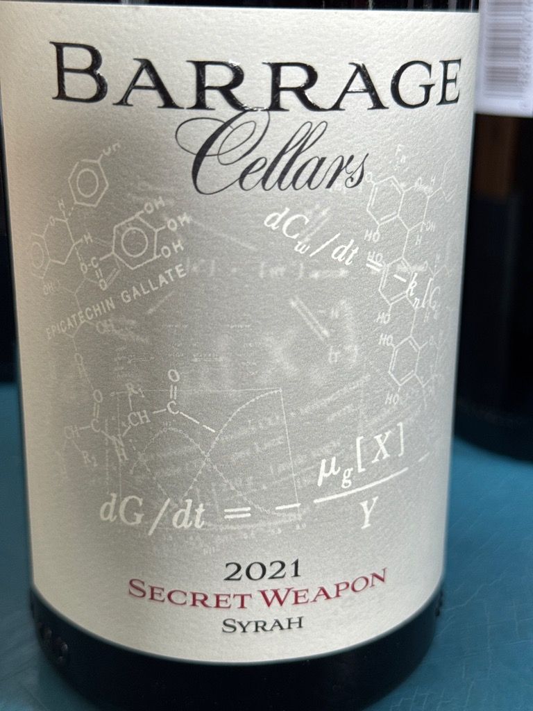 2021 Barrage Cellars Syrah Secret Weapon Boushey Vineyards, USA ...