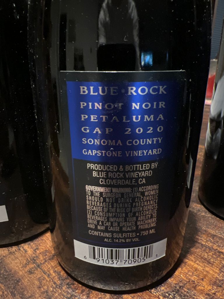 2020 Blue Rock Pinot Noir Gapstone Vineyard, USA, California, Sonoma ...
