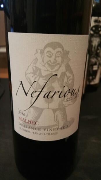 2016 Nefarious Cellars Malbec Defiance Vineyard, USA, Washington ...
