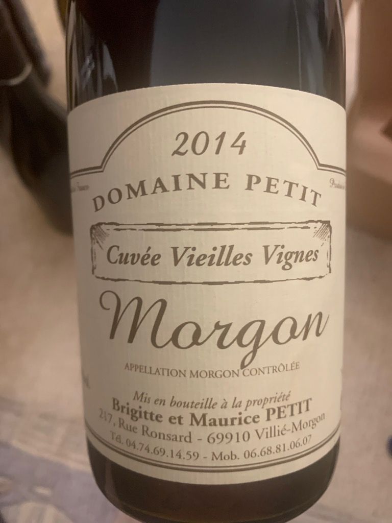 2014 Domaine petit Morgon Cuvée Vieilles Vignes, France, Burgundy ...