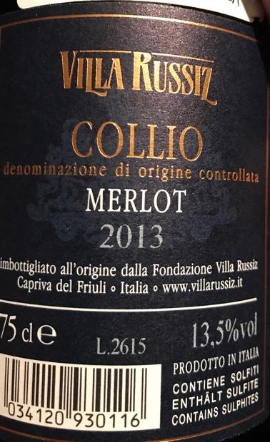 2013 Villa Russiz Collio Merlot, Italy, Friuli-Venezia Giulia, Collio ...