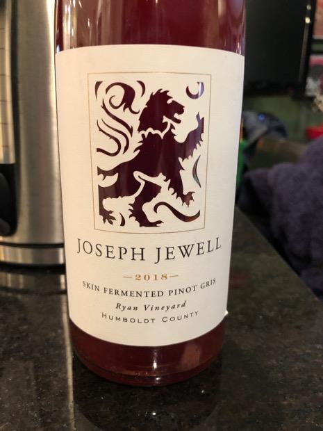 2020 Joseph Jewell Pinot Gris Skin Fermented Ryan Vineyard, USA ...