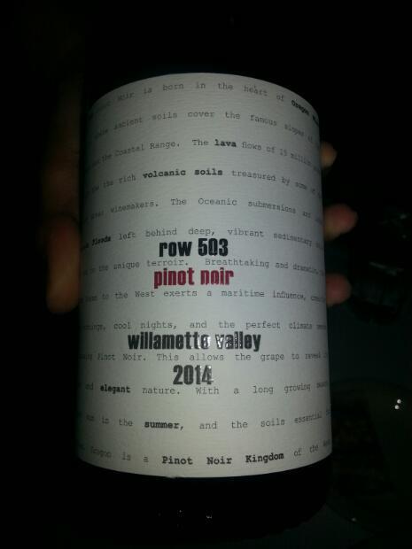 2014 Row 503 Pinot Noir, USA, Oregon, Willamette Valley - CellarTracker