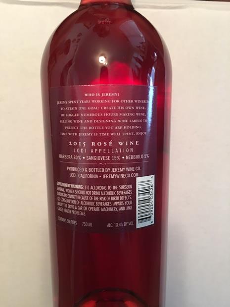 2015 Jeremy Wine Company Lodi appellation, USA, California, Central ...