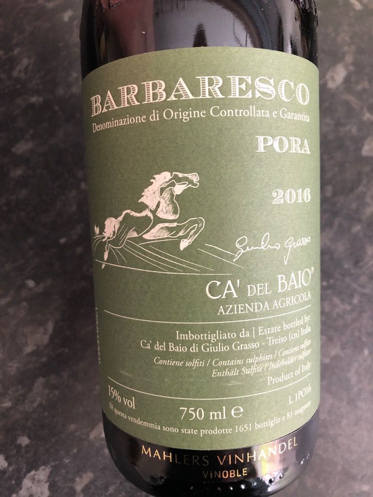 2016 Ca' del Baio Barbaresco Pora, Italy, Piedmont, Langhe, Barbaresco - CellarTracker