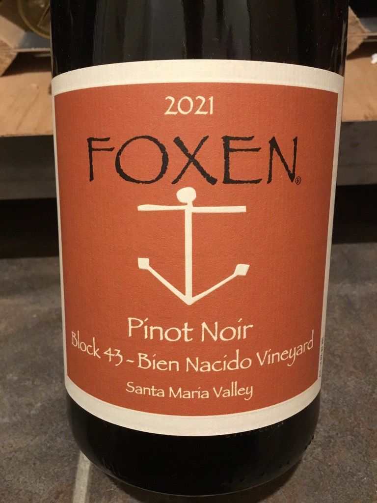 2021 Foxen Pinot Noir Block 43 Bien Nacido Vineyard, USA, California ...