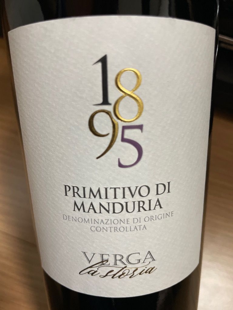 2021 Verga la Storia Primitivo di Manduria 1895, Italy, Puglia ...