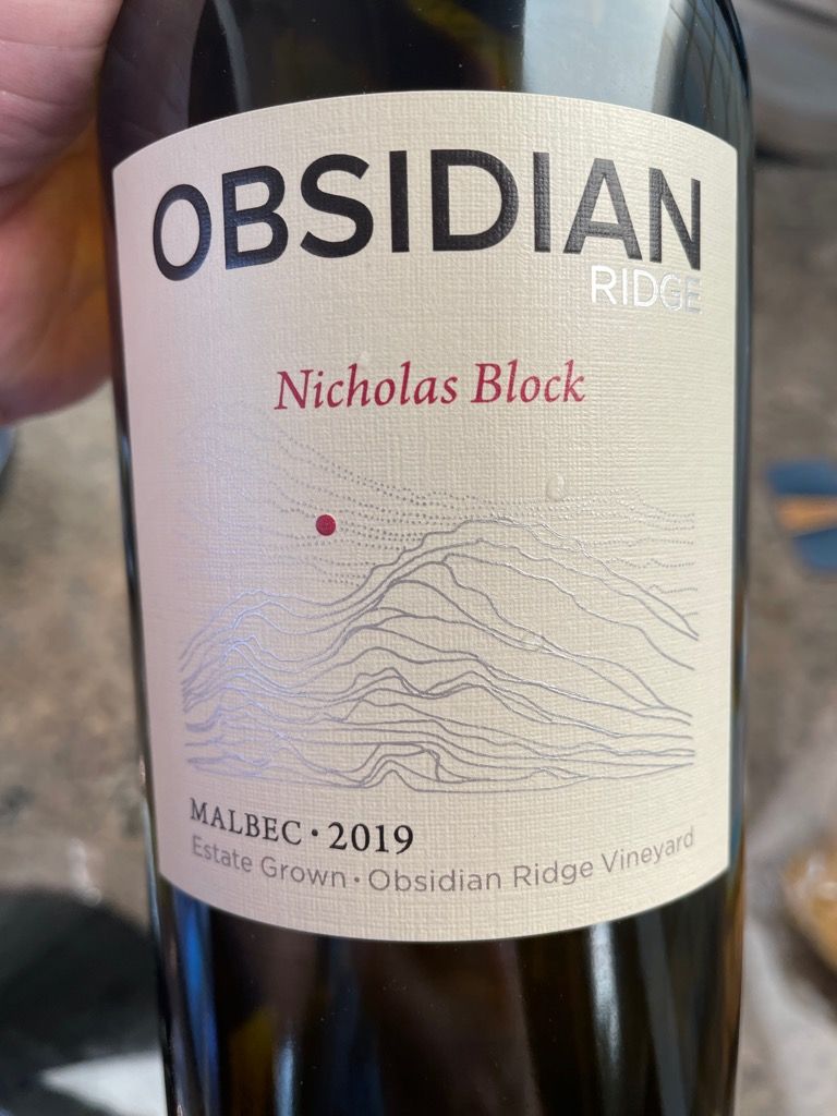 2021 Obsidian Ridge Malbec Nicholas Block, USA, California, North Coast ...