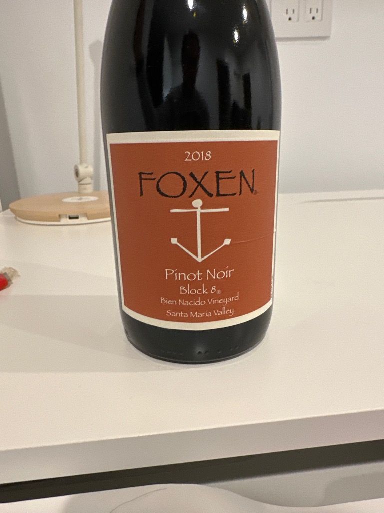 2018 Foxen Pinot Noir Block 8 Bien Nacido Vineyard, USA, California ...