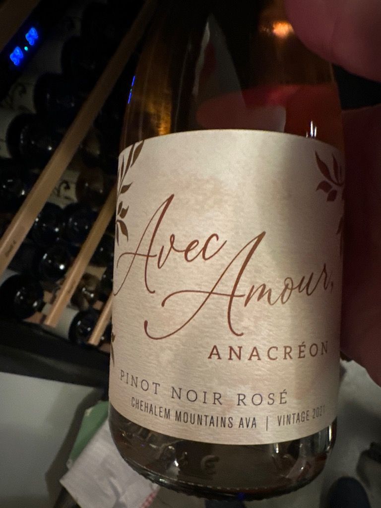 2022 Anacréon Pinot Noir Rosé Avec Amour, USA, Oregon, Willamette ...