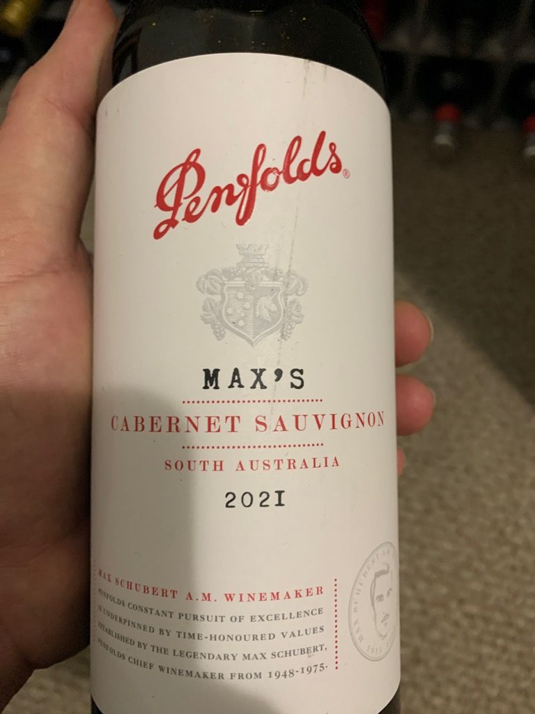 2021 Penfolds Cabernet Sauvignon Max's, Australia, South Australia ...