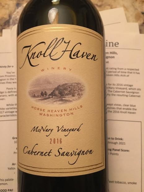 2016 Knoll Haven Winery Cabernet Sauvignon McNary Vineyard, USA ...