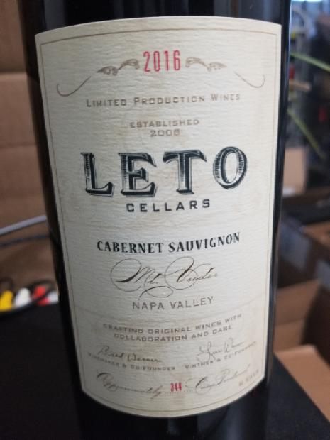 2016 Leto Cellars Cabernet Sauvignon Mount Veeder Napa Valley, USA ...