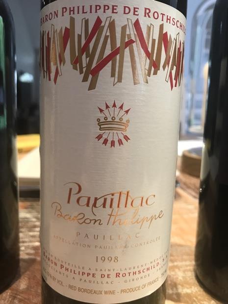 1998 Baron Philippe de Rothschild Pauillac, France, Bordeaux, Médoc ...