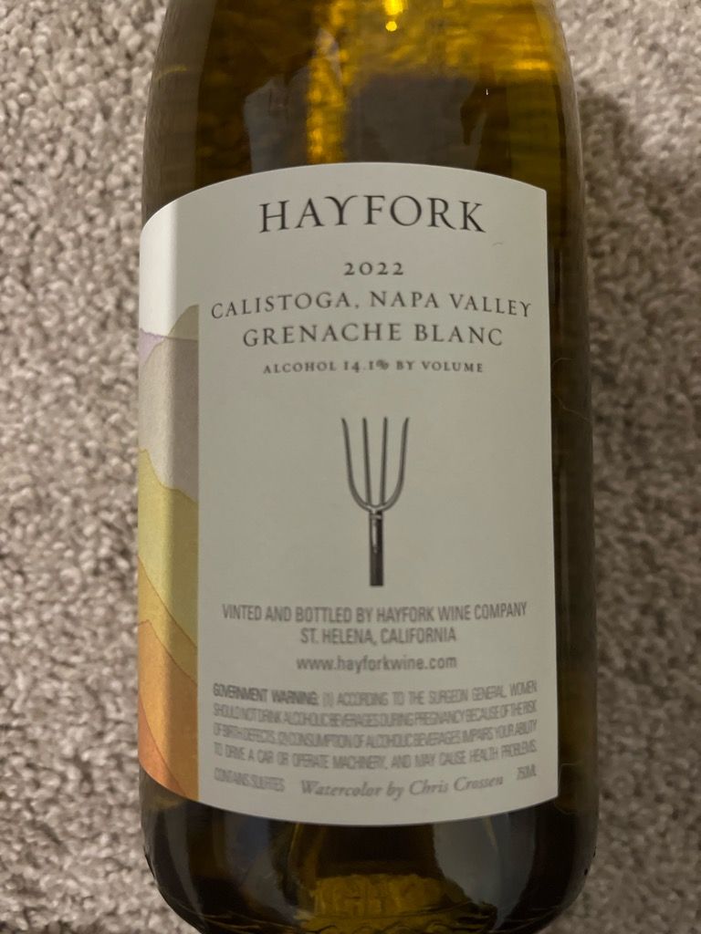 2023 Hayfork Grenache Blanc Kenefick Ranch, USA, California, Napa ...