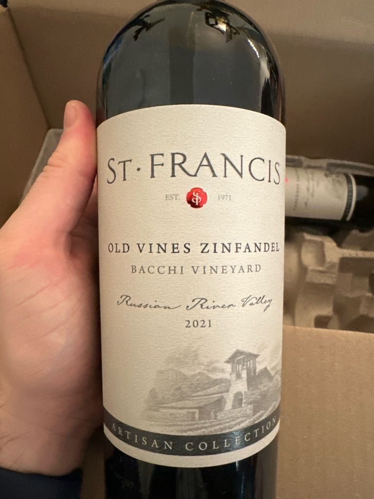 2021 St. Francis Zinfandel Old Vines Bacchi Vineyard, USA, California ...