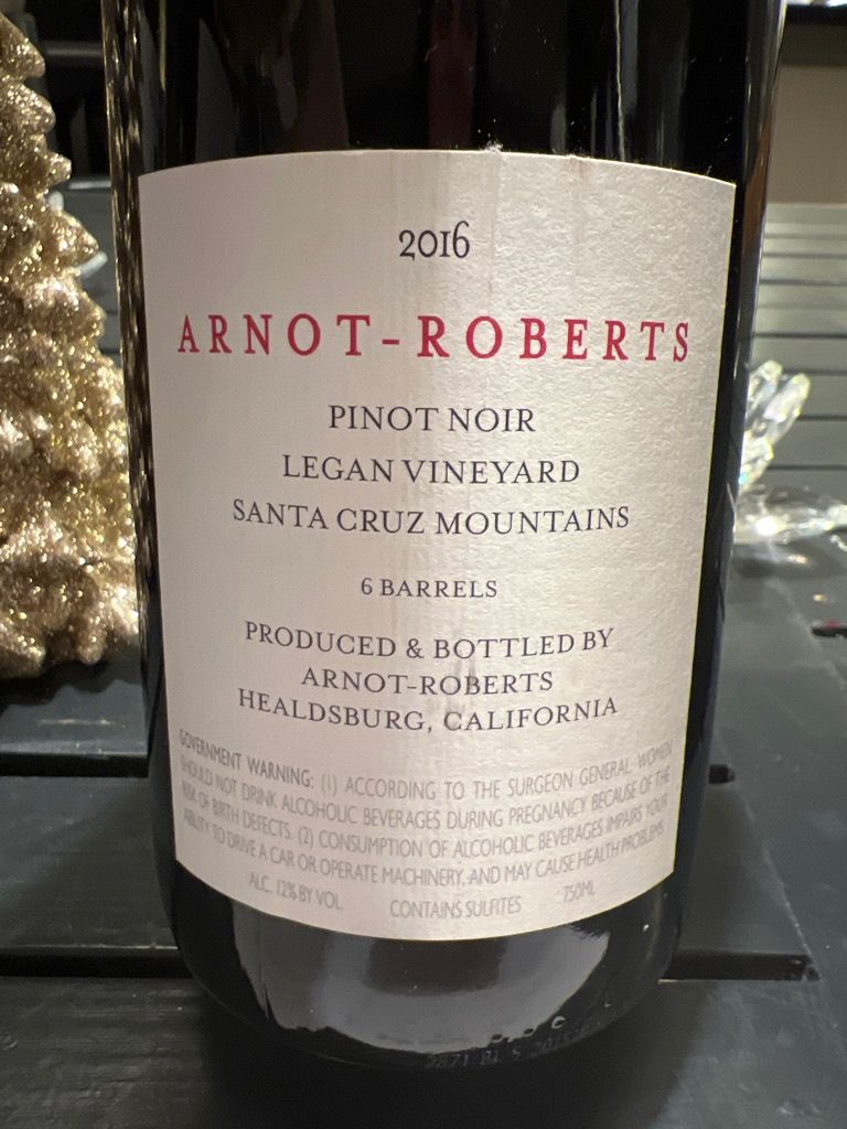 2016 Arnot-Roberts Pinot Noir Legan Vineyard, USA, California, Santa ...