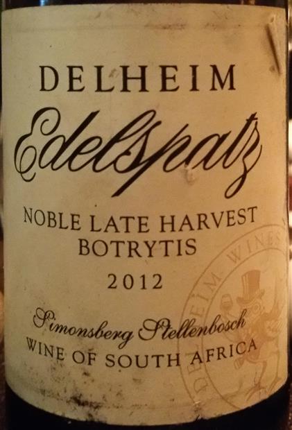 2012 Delheim Riesling Edelspatz Noble Late Harvest, South Africa ...