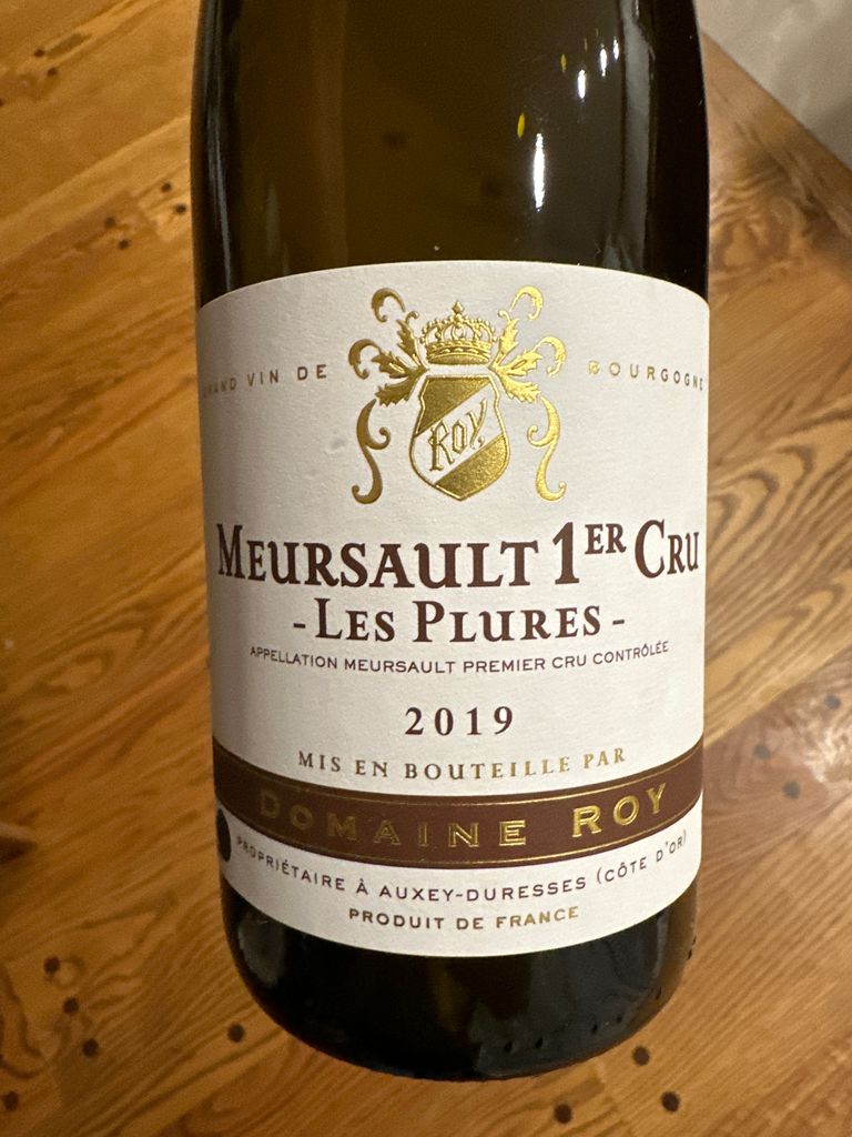 2019 Domaine Roy Meursault 1er Cru Les Plures, France, Burgundy, Côte ...
