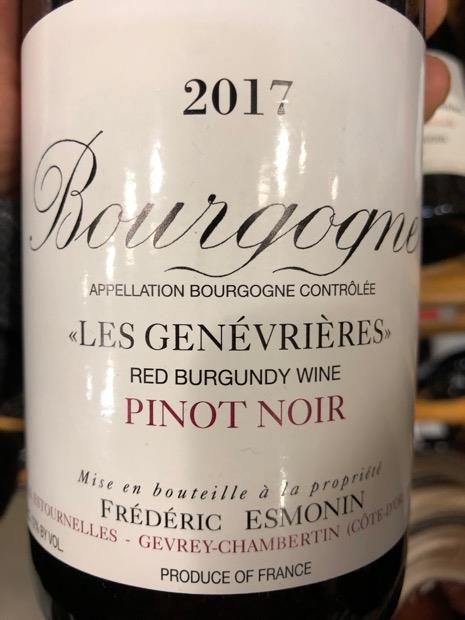 2018 Frederic Esmonin Bourgogne Les Genevrières, France, Burgundy ...