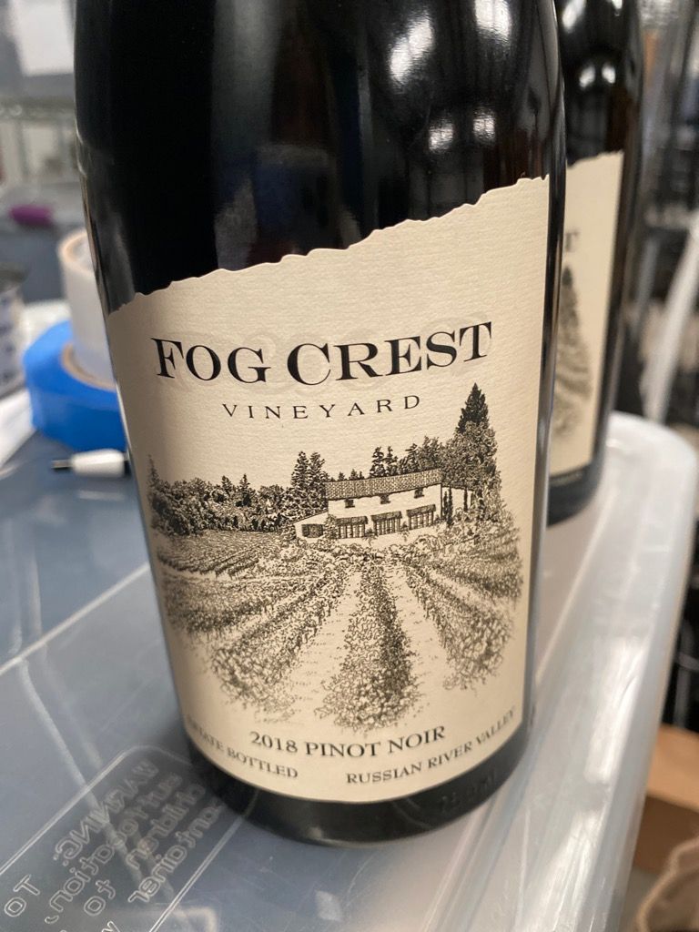 2018 Fog Crest Vineyard Pinot Noir Estate, USA, California, Sonoma County, Russian River Valley ...