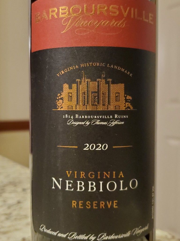2020 Barboursville Vineyards Nebbiolo Reserve, USA, Virginia, Central ...