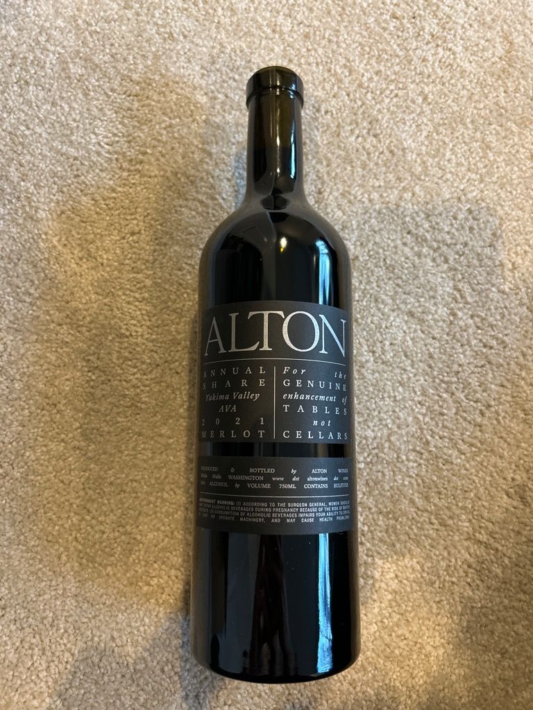 2021 Alton Wines Merlot Annual Share Pollard Vineyard, USA, Washington ...