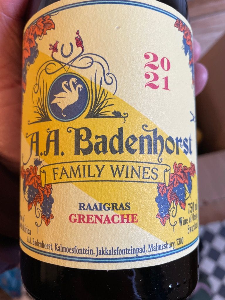 2021 Badenhorst Family Wines Grenache Raaigras, South Africa, Coastal ...