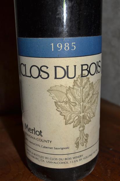 1985 Clos du Bois Merlot Sonoma County, USA, California, Sonoma County ...