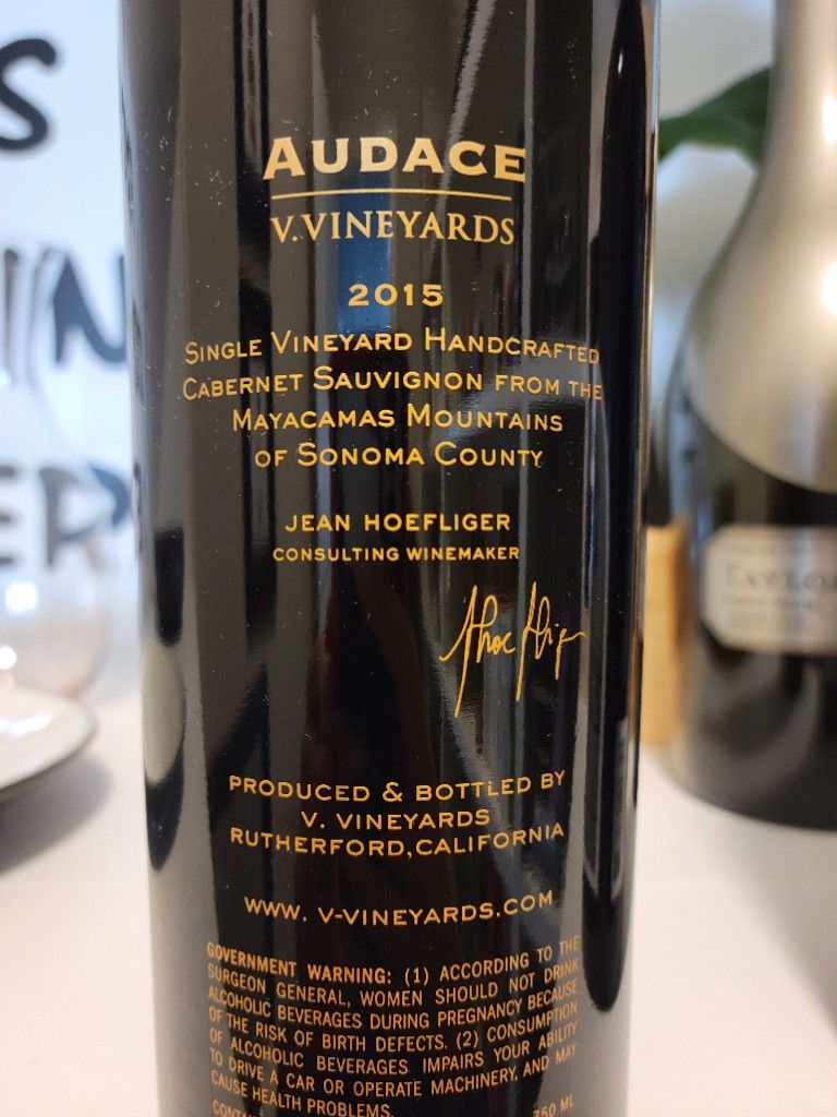 2015 V. Vineyards Cabernet Sauvignon Audace, USA, California, Sonoma ...
