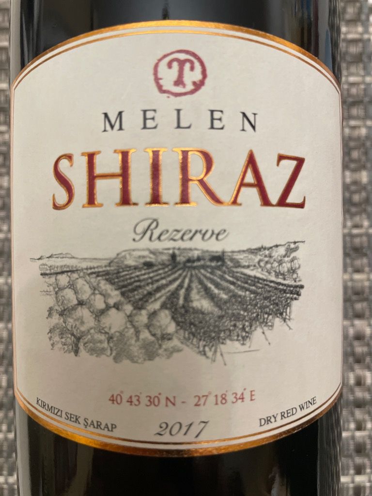 2017 Melen Shiraz Orpheus Rezerve, Turkey, Thrace - CellarTracker