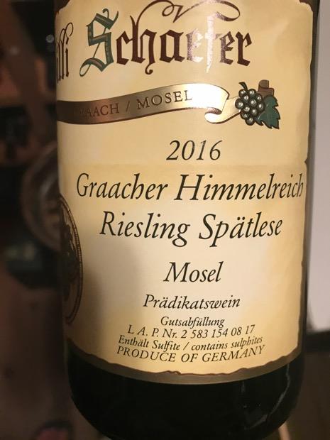 2016 Willi Schaefer Graacher Himmelreich Riesling Spätlese #8, Germany ...
