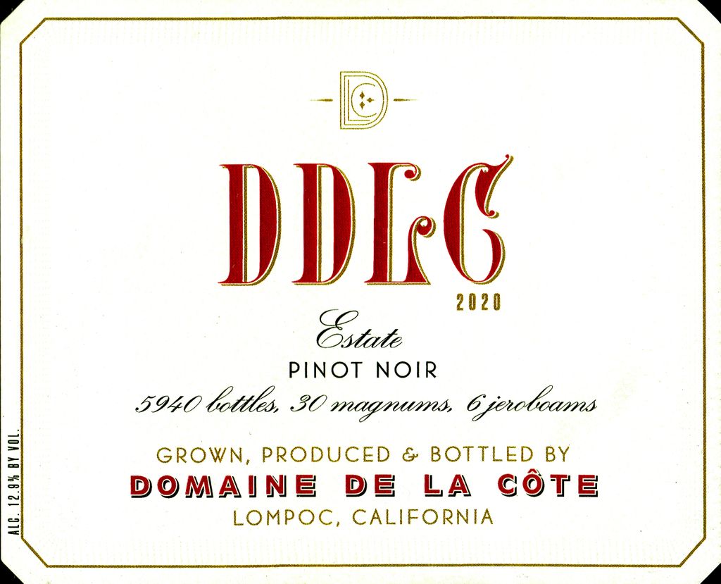 2020 Domaine de la Côte Pinot Noir DDLC Estate, USA, California ...