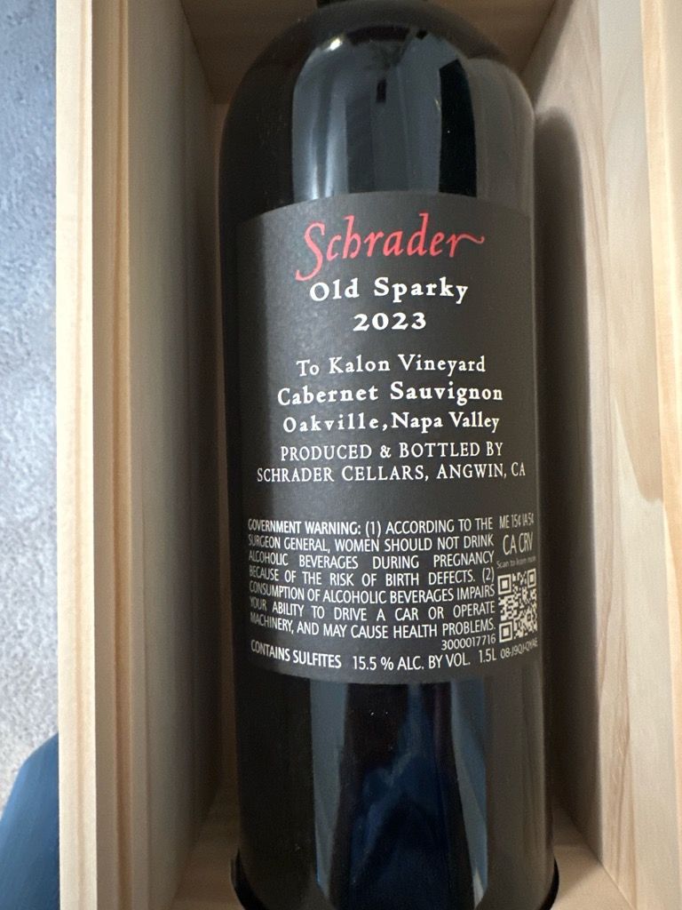 2023 Schrader Cellars Cabernet Sauvignon "Old Sparky" Beckstoffer To ...