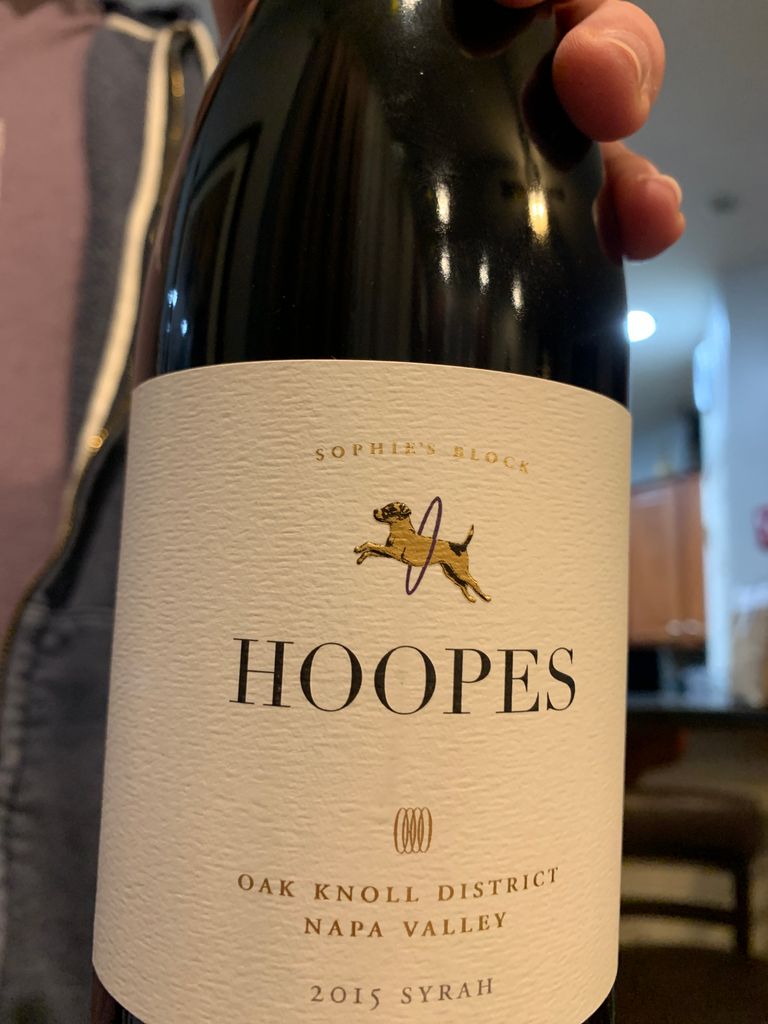 2015 Hoopes Vineyard Syrah Sophie’s Block, USA, California, Napa Valley, Oak Knoll District ...
