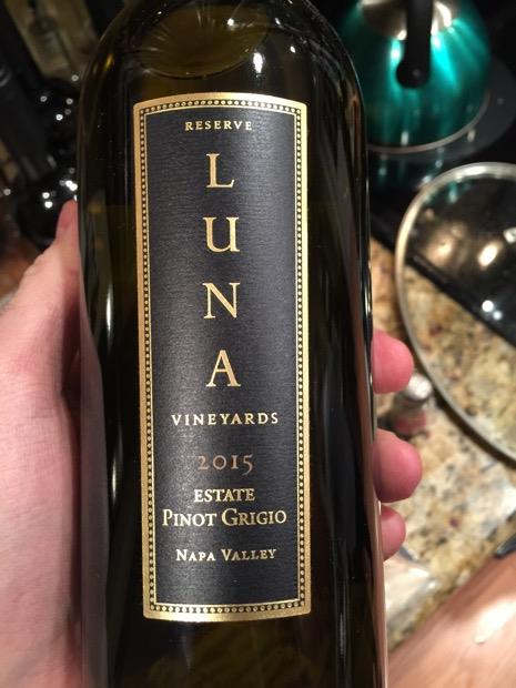 2015 Luna Vineyards Pinot Grigio Reserve Estate, USA, California, Napa ...