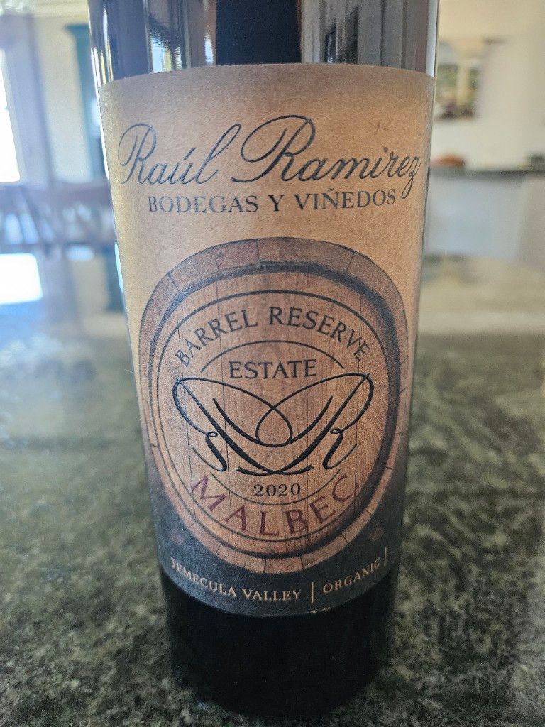 2020 Raul Ramirez Malbec Estate Barrel Reserve, USA, California, South Coast, Temecula Valley ...