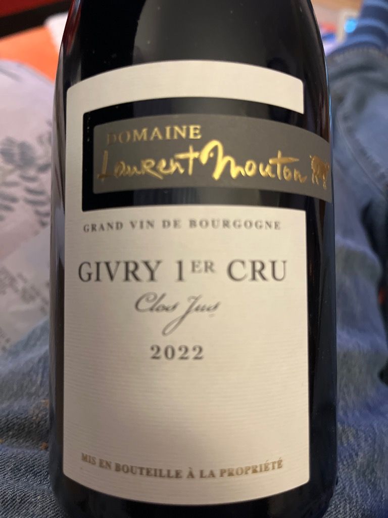 2022 Domaine Laurent Mouton Givry 1er Cru Clos Jus, France, Burgundy, Côte Chalonnaise, Givry ...