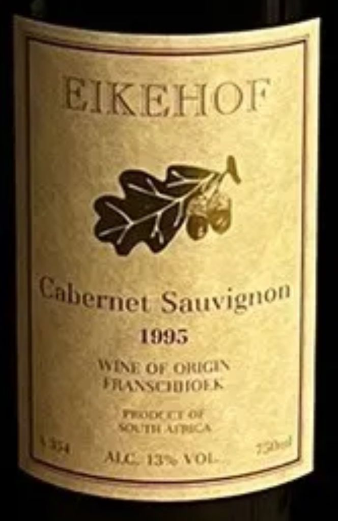 1995 Eikehof Vineyards Cabernet Sauvignon, South Africa, Coastal Region ...