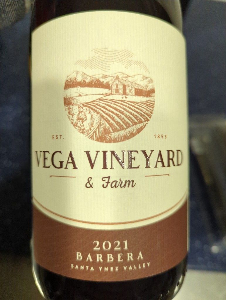 2021 Vega Vineyard & Farm Barbera, USA, California, Central Coast ...