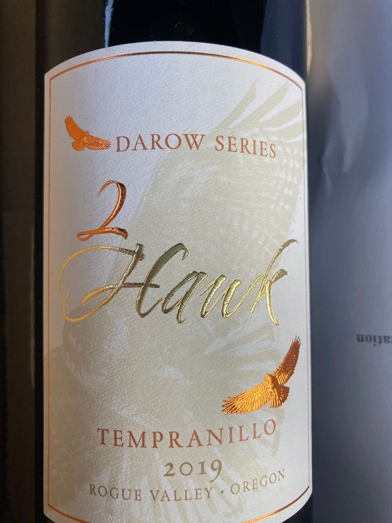2019 2 Hawk Vineyard & Winery Tempranillo Darow Series, USA, Oregon ...