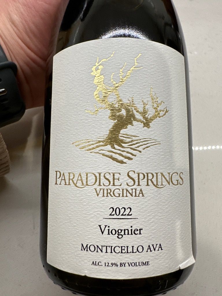 2023 Paradise Springs Viognier, USA, Virginia, Northern Virginia ...