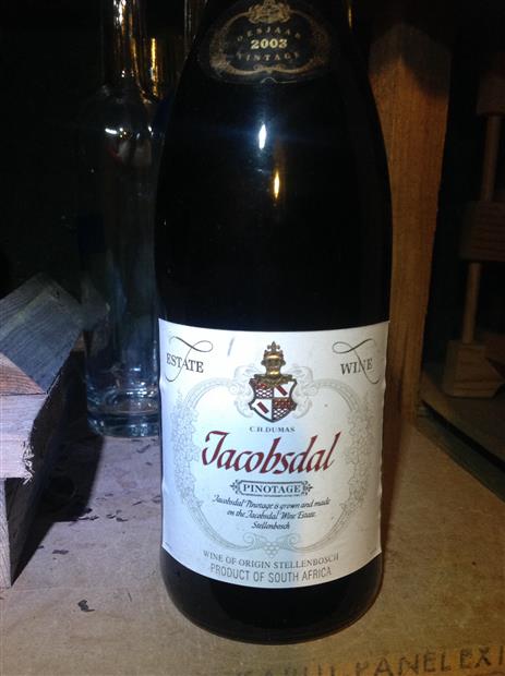 2003 Jacobsdal Pinotage, South Africa, Coastal Region, Stellenbosch ...