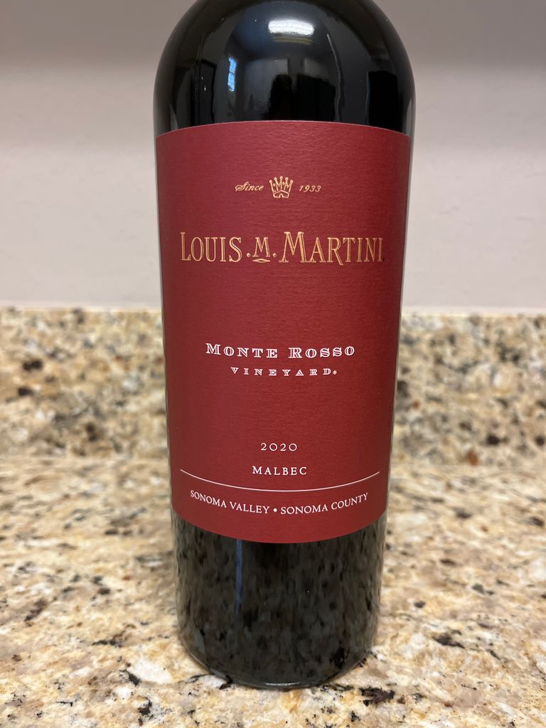 2019 Louis M. Martini Malbec Monte Rosso, USA, California, Sonoma ...