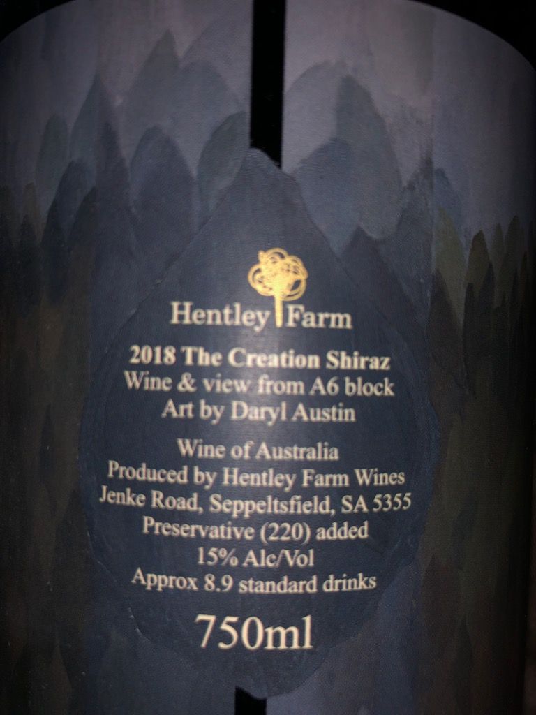2018 Hentley Farm The Creation, Australia, South Australia, Barossa ...
