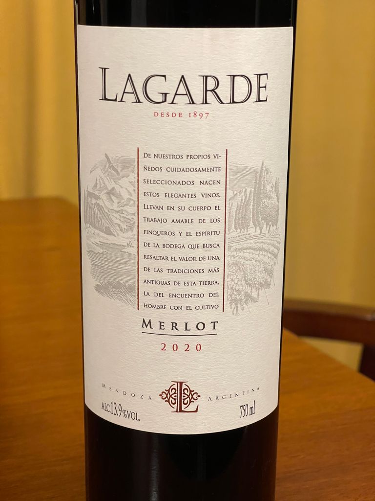 2020 LaGarde Merlot, Argentina, Mendoza, Lujan de Cuyo - CellarTracker