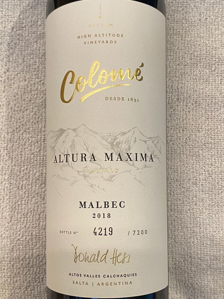 2021 Bodega Colomé Malbec Altura Maxima, Argentina, Valles Calchaquíes, Salta - CellarTracker